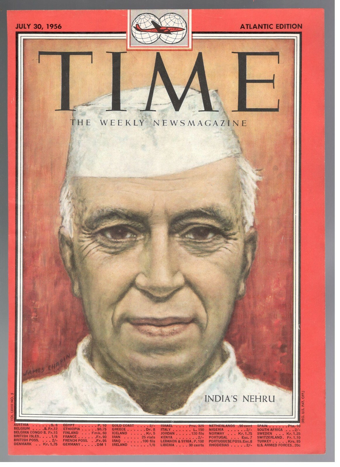 India Jawaharlal Nehru 1956 Time Only Cover Original Print Ready to ...