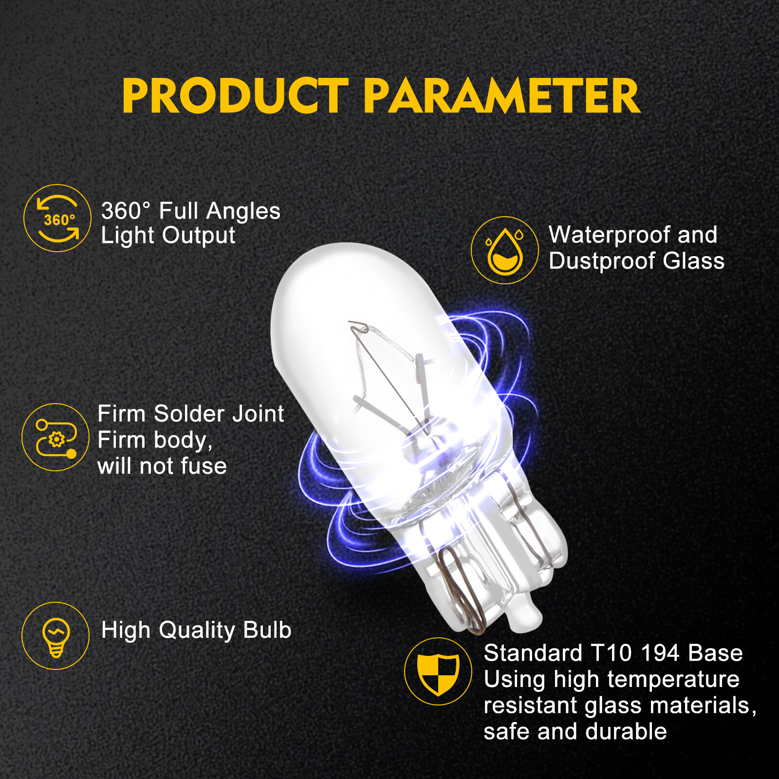 10X White T10 194 Halogen Bulb W/ Twist Lock Sockets For Cluster Dash ...