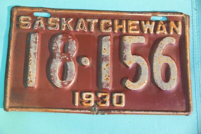 1930 SASKATCHEWAN Canada License Plate ** SHORTY ** '30 SASK ** NICE ...