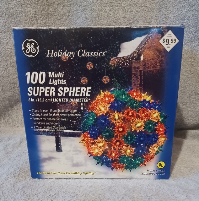 GE 100 Lights Super Sphere Hanging Multi Color Globe 6" Lighted ...