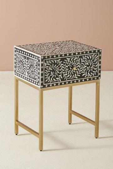 Personalized Bone Inlay Floral Pattern Bedside Table for Home Decor ...