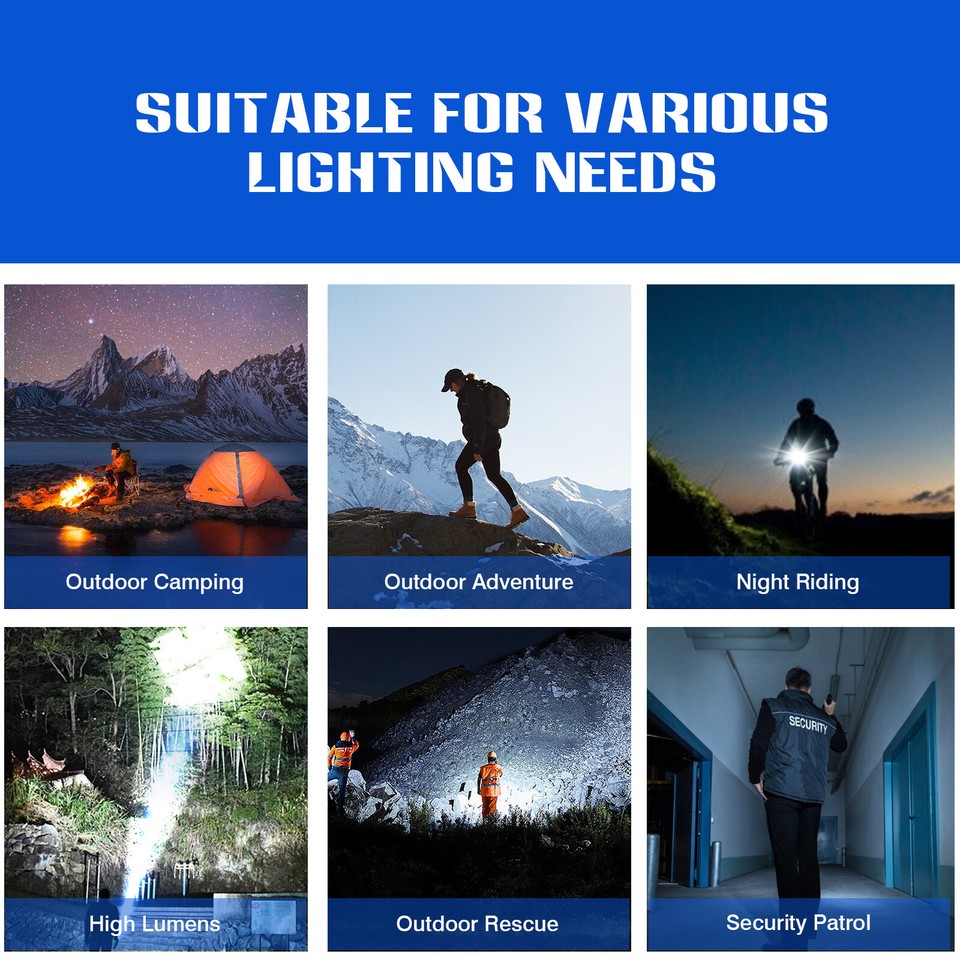 Super Bright 9900000LM XHP90.2 LED Flashlight Rechargeable Powerful ...