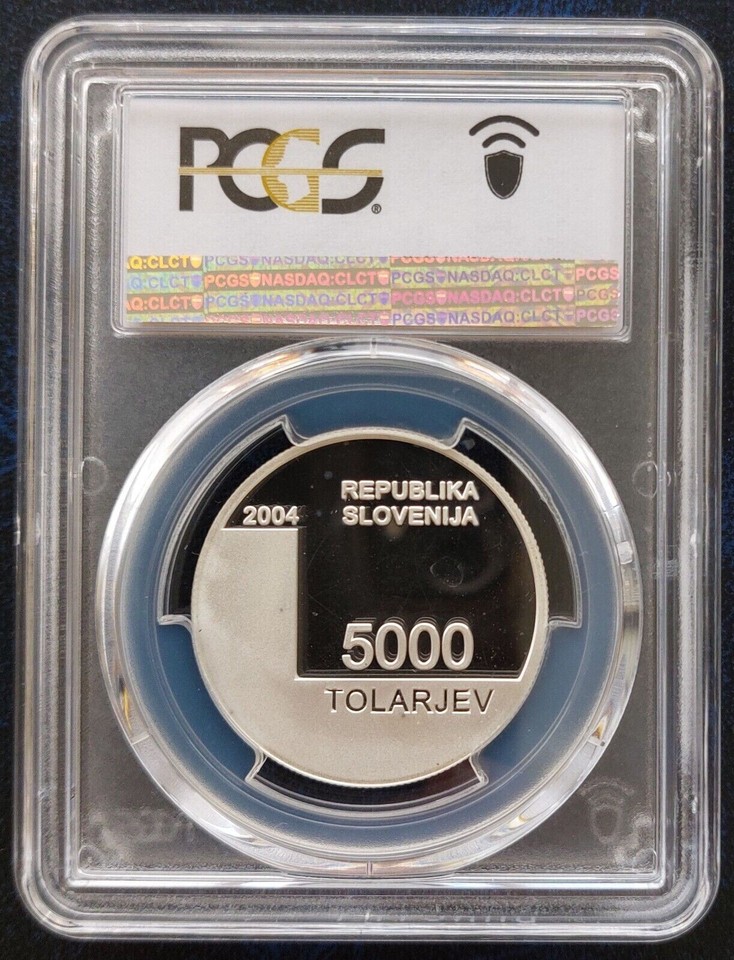 SLOVENIA SILVER PROOF 5000 TOLARJEV COIN 2004 YEAR KM#60 TOWN OF BLED PCGS PR64 | eBay