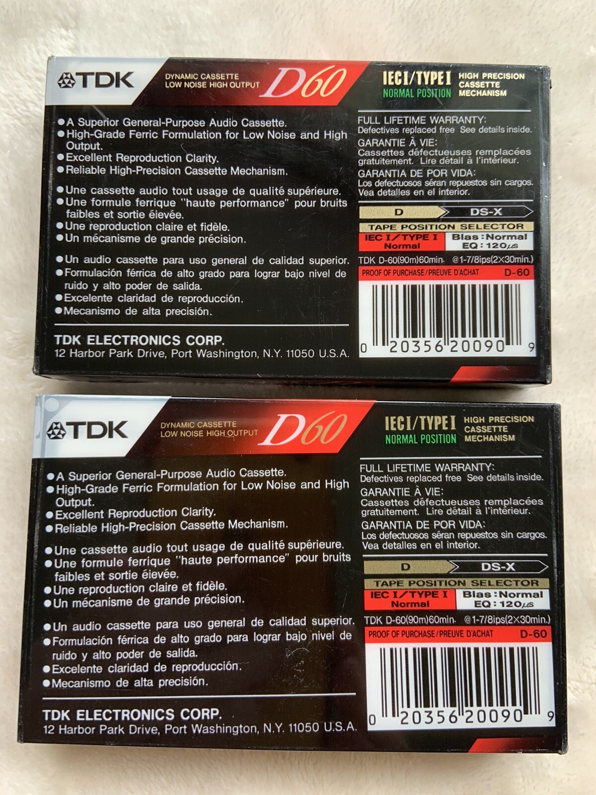 Lot of 2 NEW sealed High Output TDK D60 Blank Cassette Tapes ...