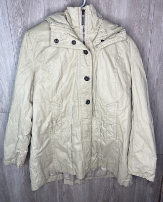 Creenstone Women's Long Crinkle Jacket Coat Light Tan UK 40 Full Zip ...