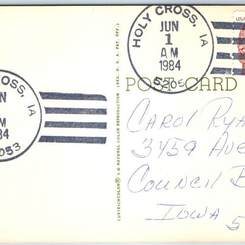 1984 Holy Cross, IA Town Post Office Cancel Stamp USPO Postcard Iowa ...