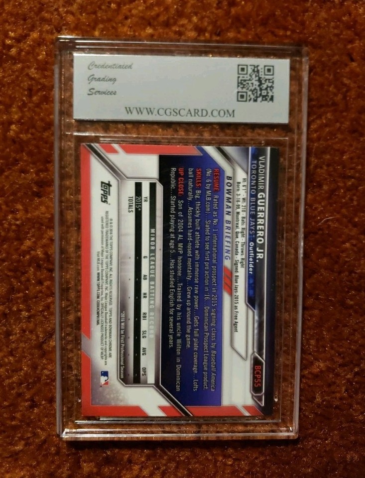 *VLADIMIR GUERRERO JR.* 2016 Bowman Chrome Prospects #BCP55 *CGS 10 ...