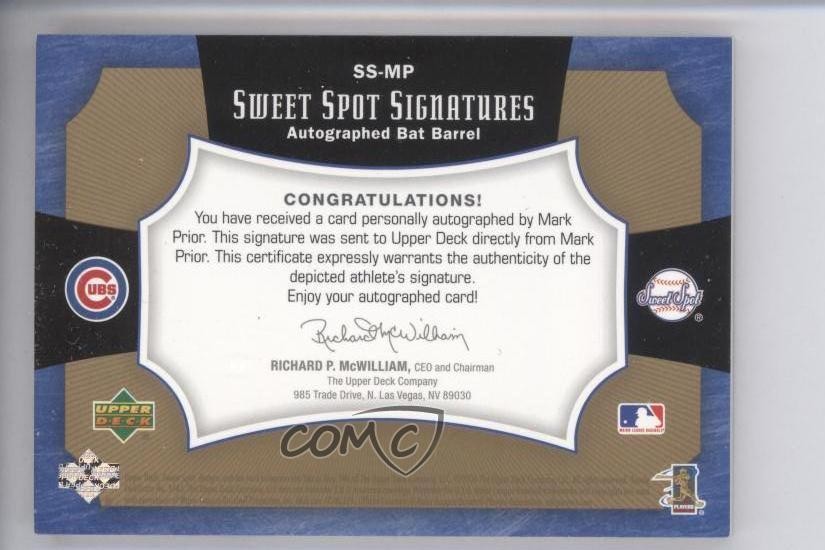 2005 Upper Deck Sweet Spot Signatures Bat Barrel Blue Ink /15 Mark ...