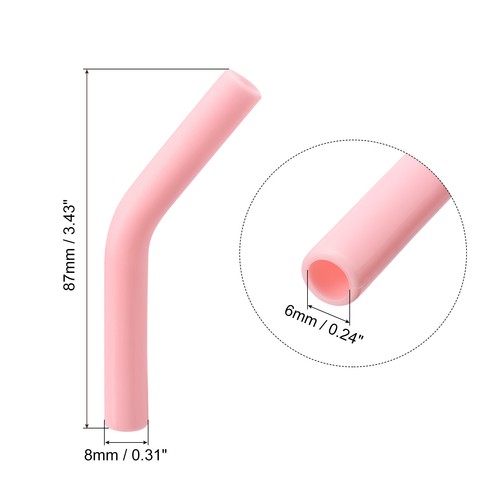 24pcs Silicone Straw Elbows Tip Fit for 6mm/0.24" OD Straws, Light Pink ...