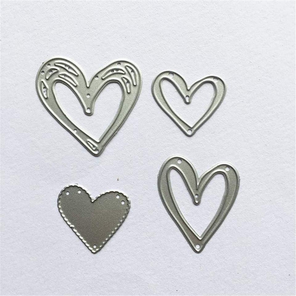 4Pcs/Pack Love Heart Metal Cutting Dies for Card Making and ...