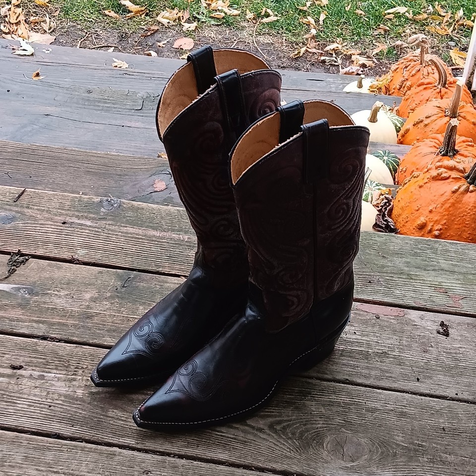 Texas Men's Vintage Leather Cowboy Boots style 6090 sz 9D Pointed toe ...