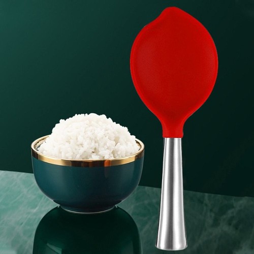 Silicone Stainless Steel Handle Rice Scooper Rice Paddle Serving Spoons ...