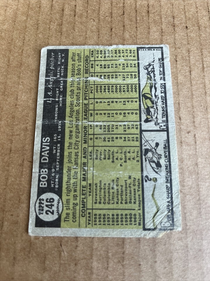 1961 Topps Bob Davis #246 LA Angels Vintage Baseball Card (poor)(d6) | eBay