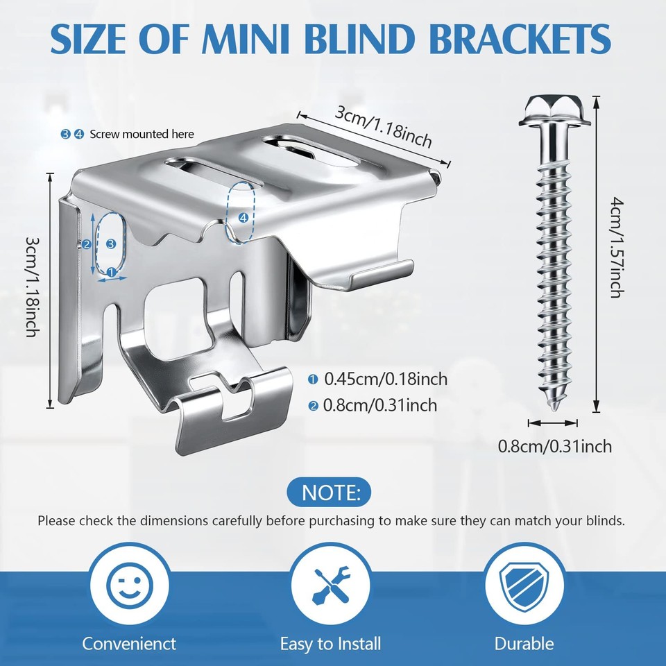 Mini Blind Brackets Bracket for Window Blinds, with Screws (6) | eBay