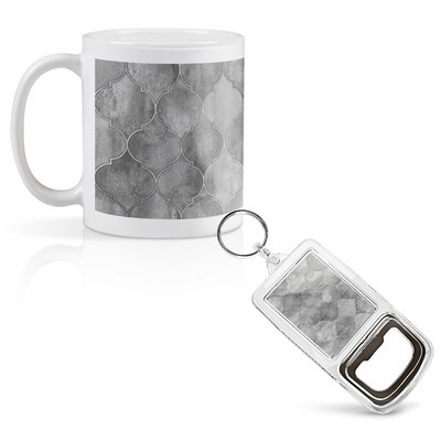 Mug & Bottle Opener-Keyring-set - BW - Pretty Ethnic #35608 | eBay UK