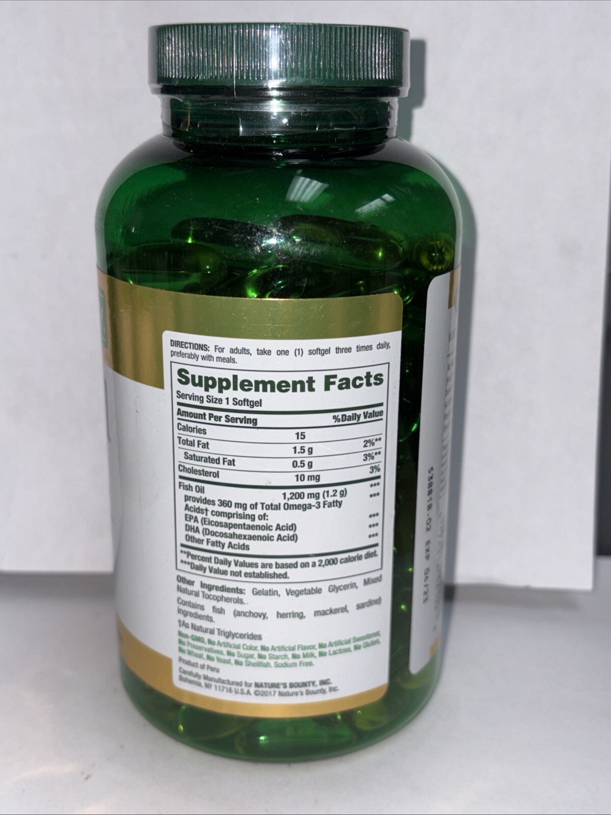 Nature’s Bounty Fish Oil 1200 Mg/360 Mg Omega-3 - 200 Rapid Release ...