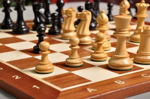 The Library Grandmaster Chess Set, Box & Board Combination - Ebonized ...