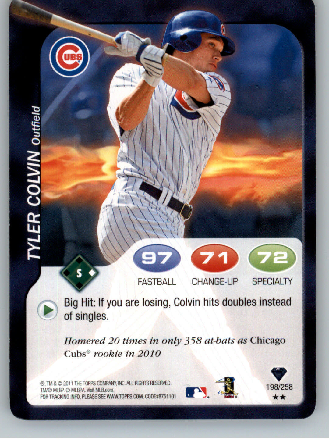 2011 Topps Attax Baseball #198 of 258 Tyler Colvin- Chicago Cubs | eBay