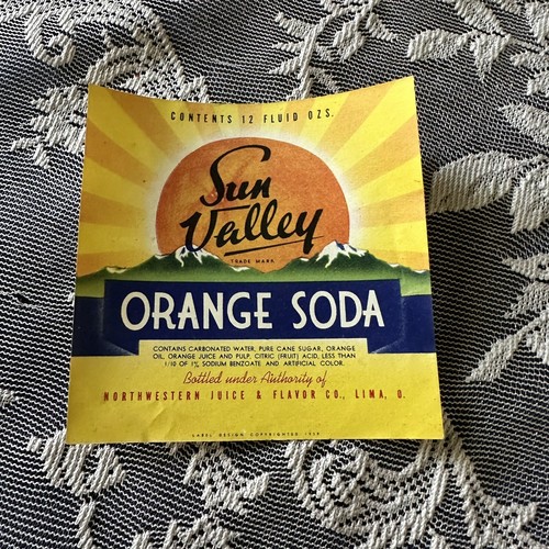 Soda Bottle Unused Label Beverage Sun Valley Orange | eBay