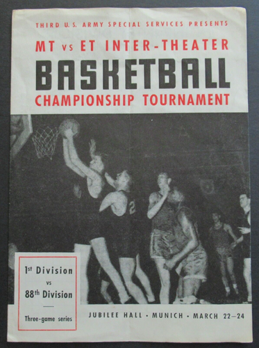 1946 U.S Army Basketball Championship Tournament Program, Inter-Theater ...