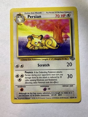 Persian Pokemon TCG Vintage 1999 Jungle 1st Edition 42/64 Uncommon LP ...