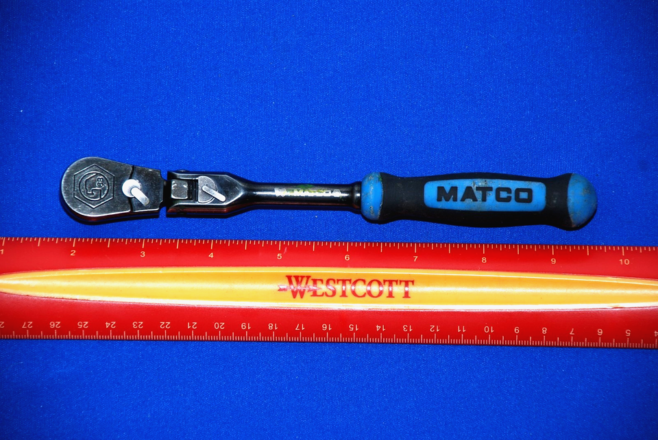 Matco Tools 1/4" Drive Blue Soft Grip Locking Flex-Head Black Chrome ...