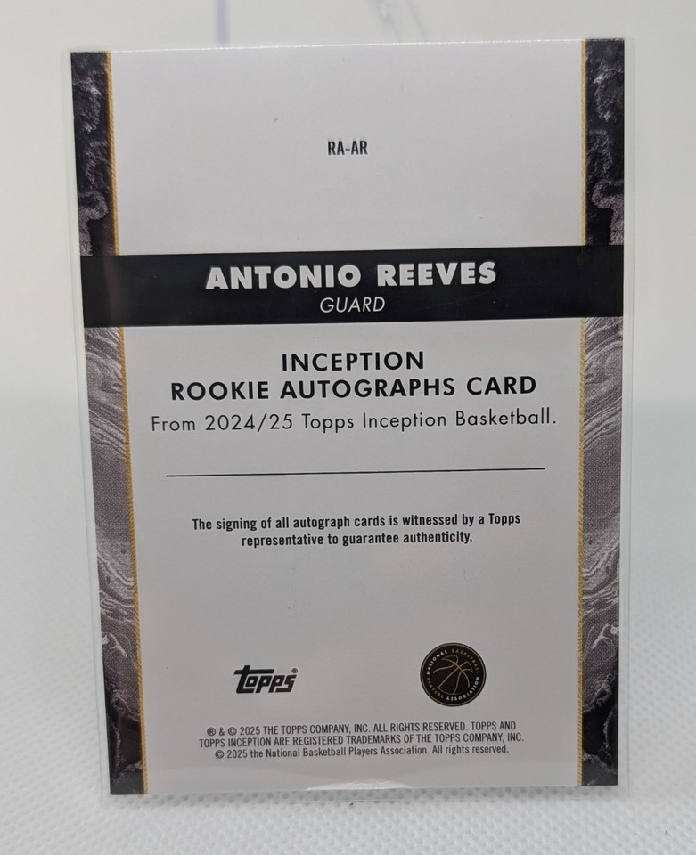 2025 Topps Inception, Antonio Reeves, # RA-AR, Rookie RC, AUTO ...