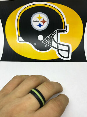 SAR - SAFE ACTIVE RINGS 8mm Black and Yellow Steelers Silicon Wedding ...