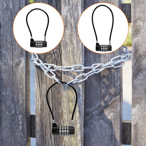 Cable Combination Lock 4-Digit Steel Cable Rope Password Lock Zinc ...