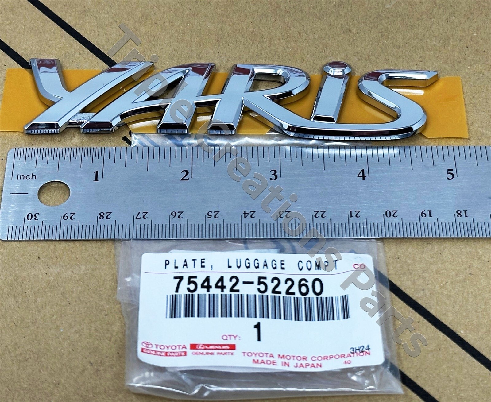 Toyota Genuine 75442-52260 Yaris Plate Luggage Comp Door Name NO2 ...