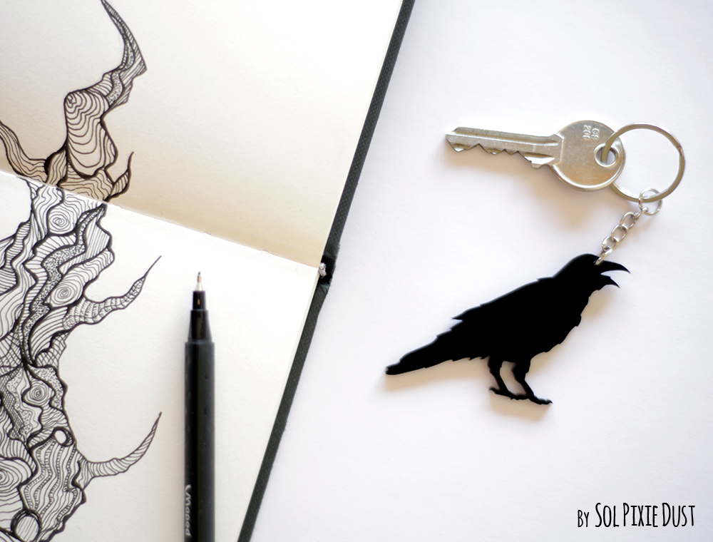 Key Ring - Crow Corvus Silhouette | eBay