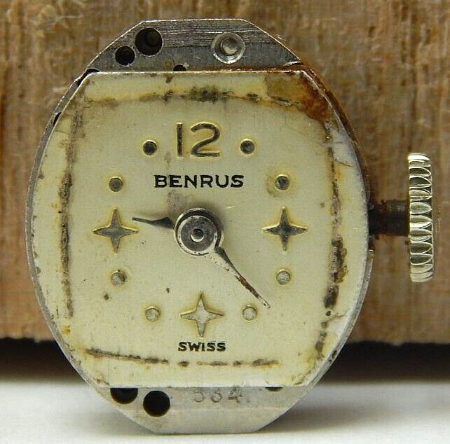 Vintage Benrus AE13 17 jewel ladies wrist watch movement with dial and ...