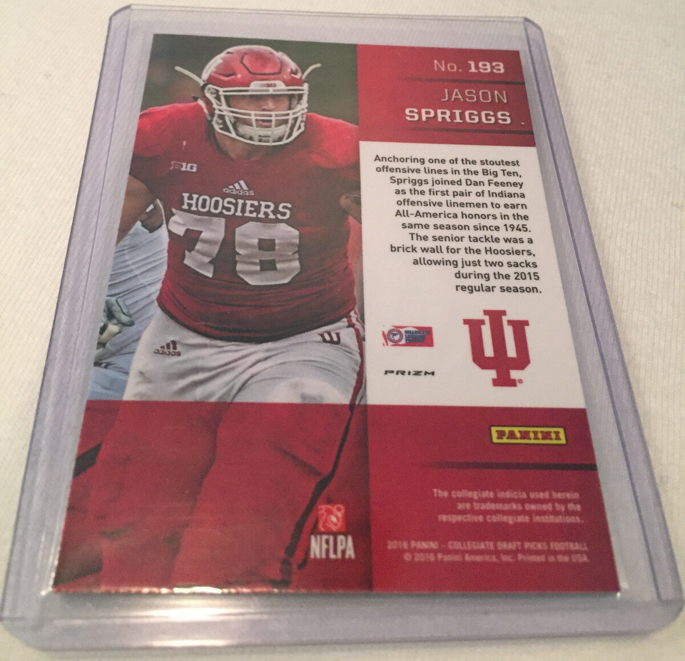 2016 Prizm Draft Football Jason Spriggs Indiana Hoosiers Blue Prizm ...
