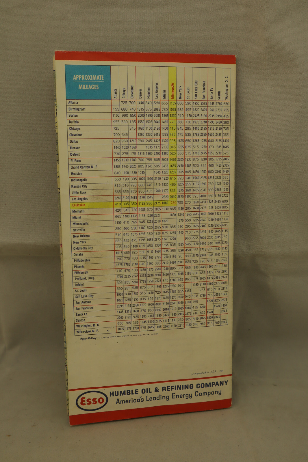 Esso United States Interstate Highway System 1964 25x24 Paper Road Map ...