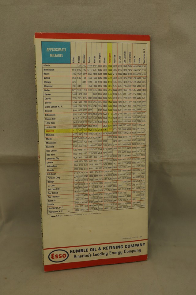 Esso United States Interstate Highway System 1964 25x24 Paper Road Map ...