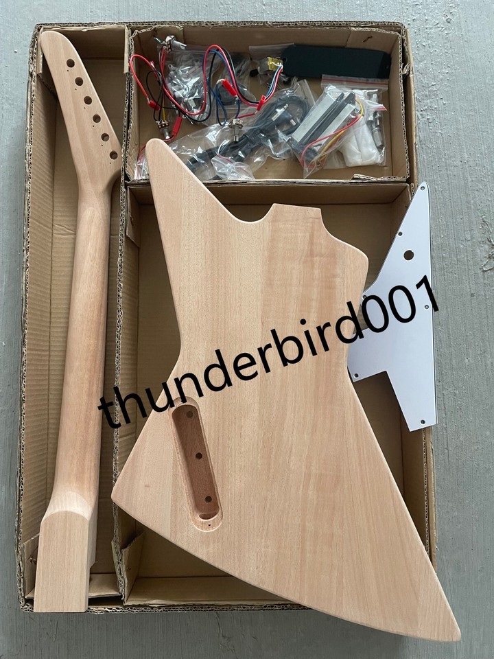 USA In Stock DIY Explorer Electric Guitar Kits 22Fret Mahogany Body HH ...