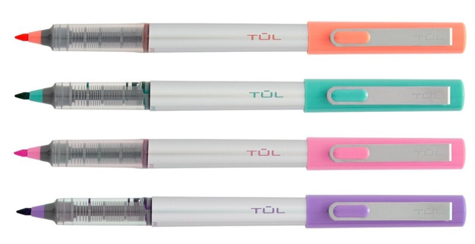 TUL Fine Liner Felt Tip, 1.0 mm, Fine Point, Assort. Ink, Silver Barrel ...