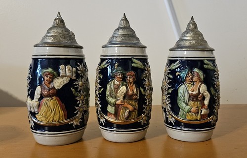 Vintage Handgemalt German Beer Steins - set of 3 country scenes | eBay