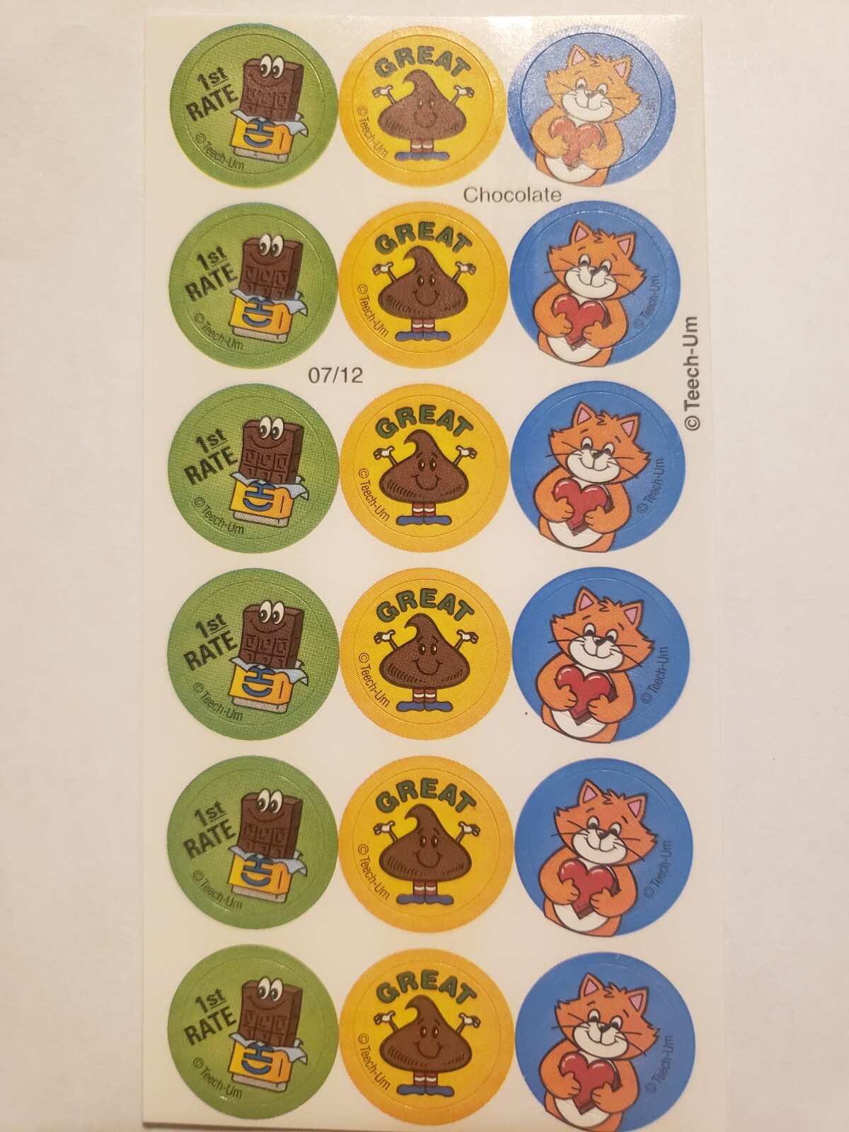 Vintage Teech-Um Stickers - Chocolate Scratch and Sniff - Full Sheet ...