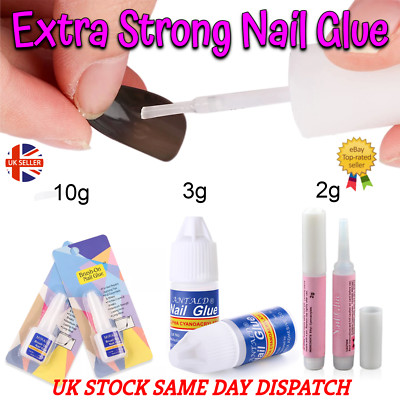 🔥EXTRA STRONG NAIL GLUE🔥Brush on 2g, 3g, 10g Press On Fake False Nail ...