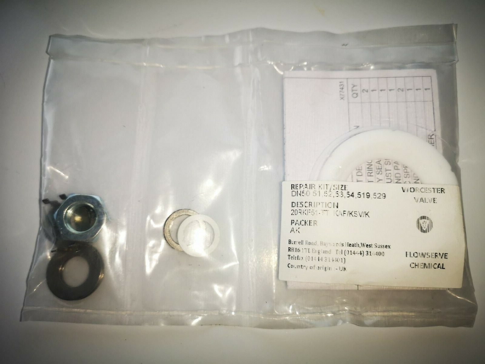 Worcester VALVE 20RKF51-TT KAF/KSV/K - Repair Kit Size DN50 51,52,53 ...