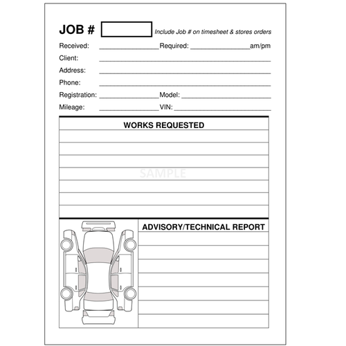 Garage Repair Job Cards A5 Time Sheet Works Pad Image 100 Workshop ...