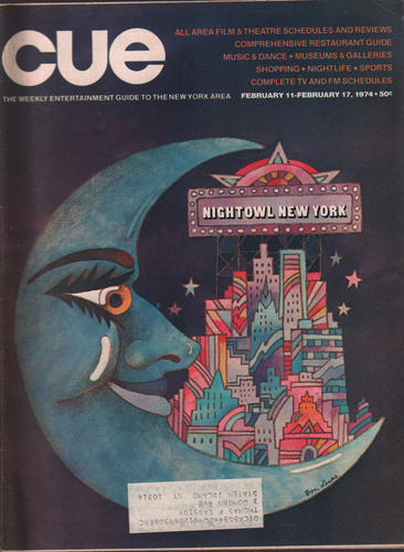 New York Cue Magazine February 11 1974 Don Leake Cover Art 060920AME | eBay