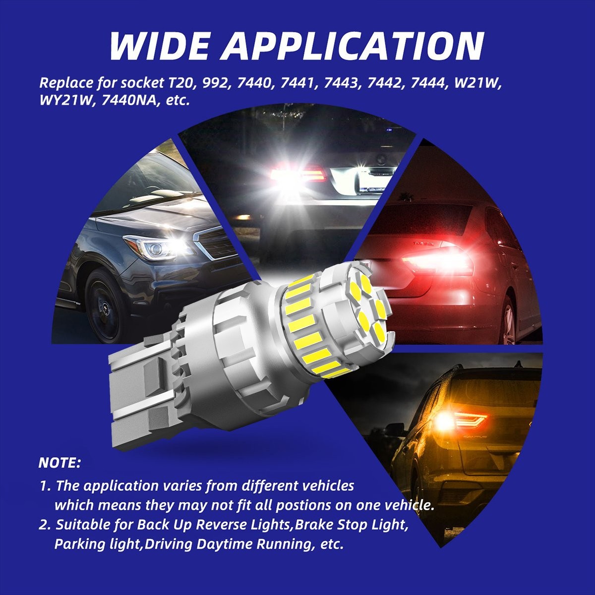 2X 6500K White 7443 7440 7444 LED Turn Signal Switchback DRL Parking ...