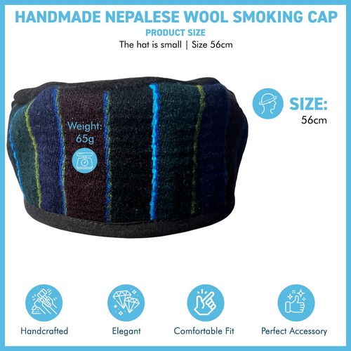 Handmade Nepalese Wool Black Smoking Cap, Size 56cm, small | eBay Australia