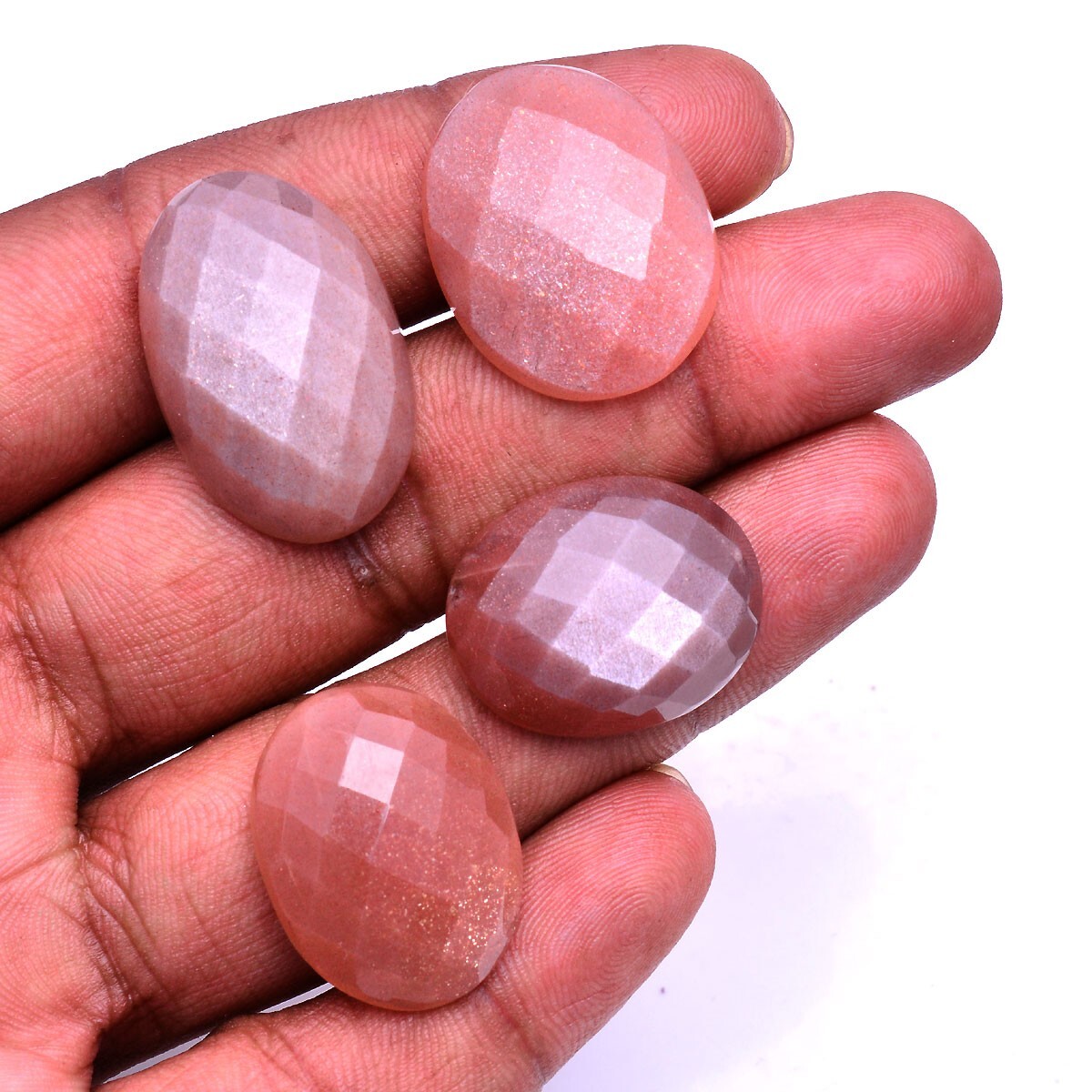4 Pcs Natural Moonstone Unheated 23mm-28mm Oval Checker Cut Loose ...