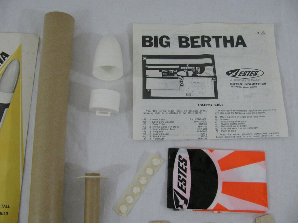 Vintage Estes 24" Astron Big Bertha Flying Model Rocket Kit K-23 #1223 ...