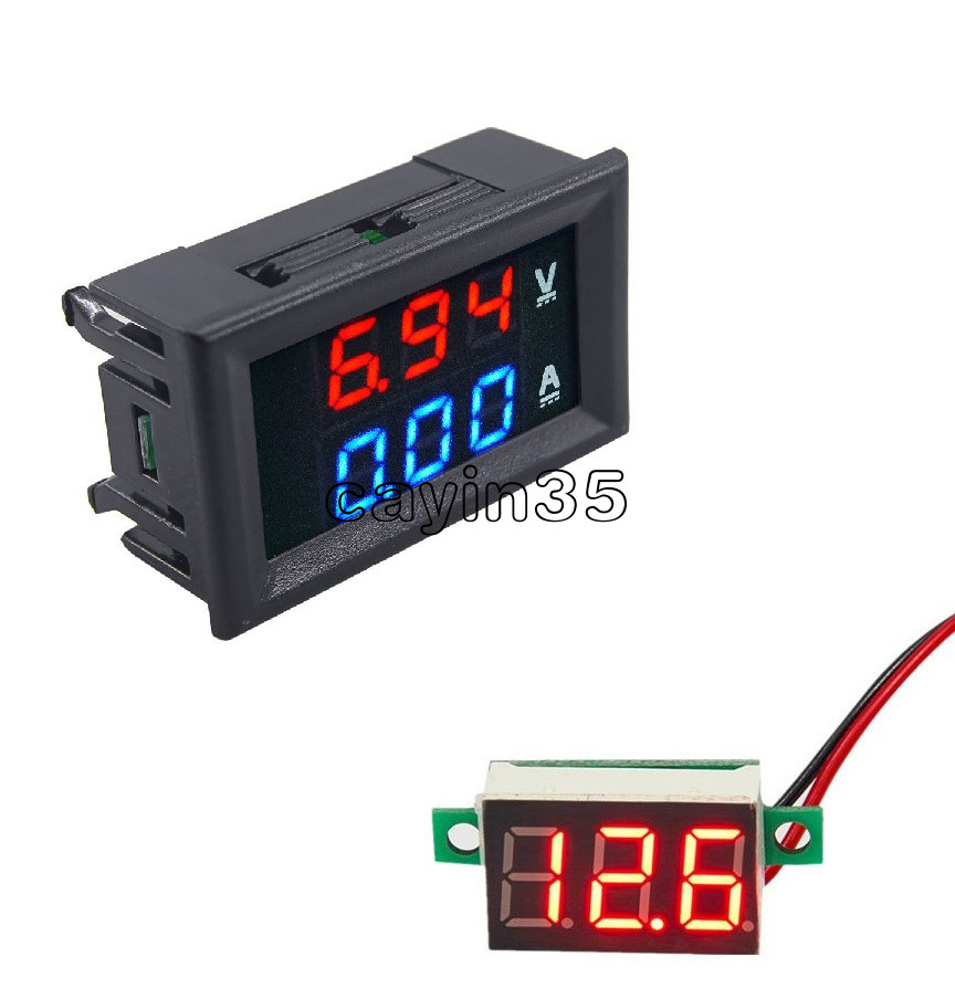 Red Led Voltage And Amperage Low Power LED Volt Meter