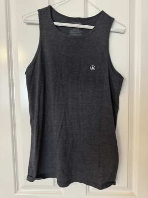 Volcom Tank Top Dark Gray Black Logo Sleeveless Regular Fit Men's Size ...