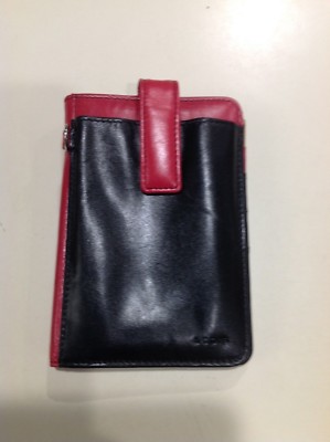 LODIS Black Red Leather Bifold Wallet with Front Pocket Zippered Coin ...